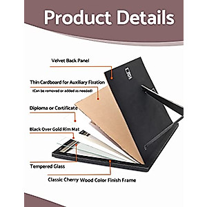Annecy 11x14 Picture Frame Black, Diploma Frame for Wall or Desktop Decoration, 11x14 frame with mat for 8.5x11 Certificate, College Degree Frame with Tempered Glass and Velvet Back Panel（1 Pack）