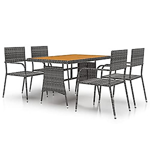 WFAUIBR Dining Set 5 Piece Patio ，Full Set of Family Gathering Tables，Lounge Set ，for Balcony, Lawn, Garden, or Poolside, This Set is Outdoor Spaces.Gray/B，5 Piece 51.2"