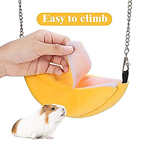 Jetec 2 Pieces Hamster Hammock Soft Bed Small Pet House Animals Hamster Hanging House Cage Nest for Guinea Pig Rat Chinchilla Sleep and Play (Banana and Pineapple)