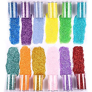 Pack of 45 Colors Iridescent Fine Glitter,Licool Extra Fine Holographic Glitter for Epoxy Resin DIY Craft,Nail Art,Body Hair Face Make up Glitter Powder,Slime Candle Tumbler Making Metalic Glitter