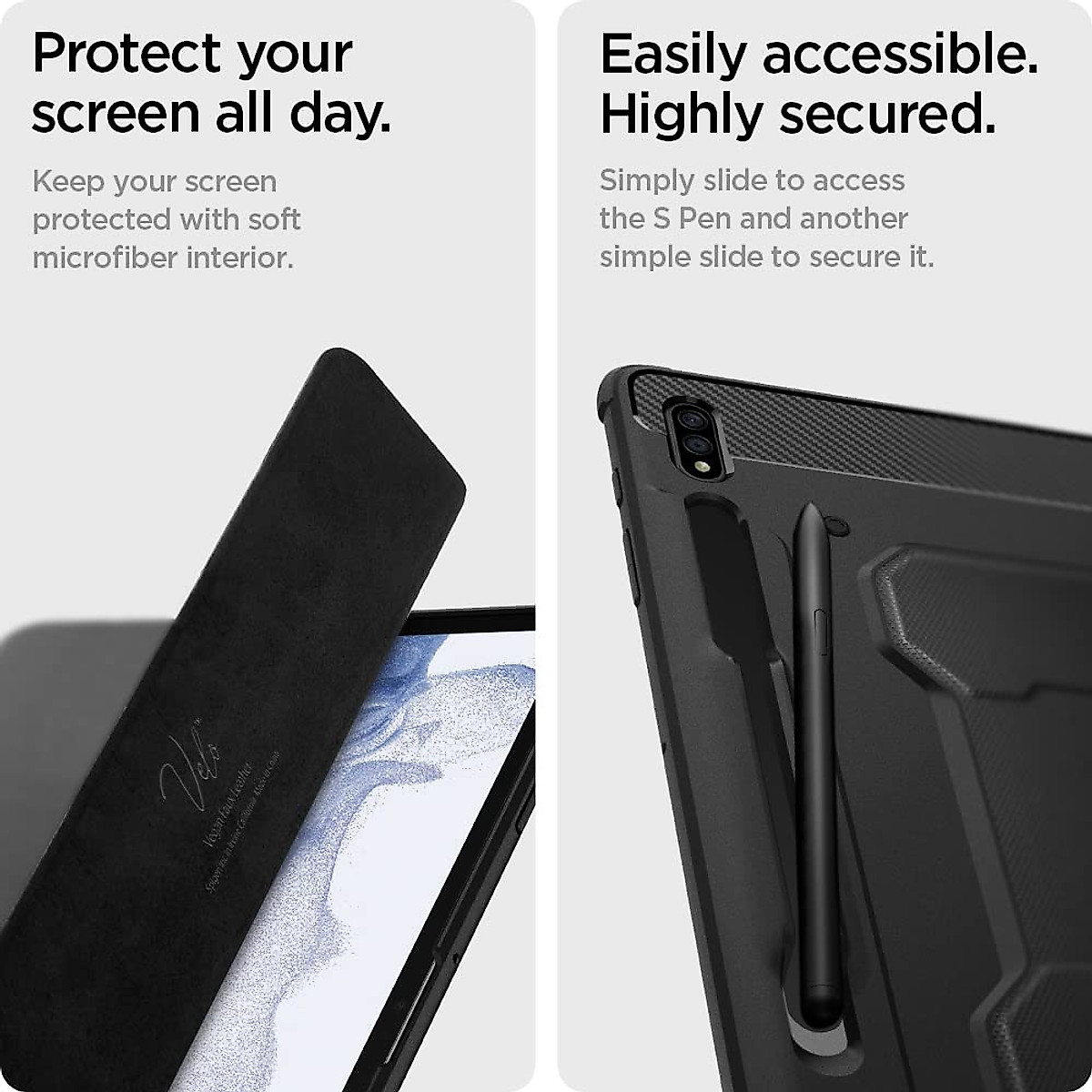 Spigen Rugged Armor Pro Designed for Galaxy Tab S8 Plus Case (2022) / Galaxy Tab S7 Plus Case (2020) with S Pen Holder - Black