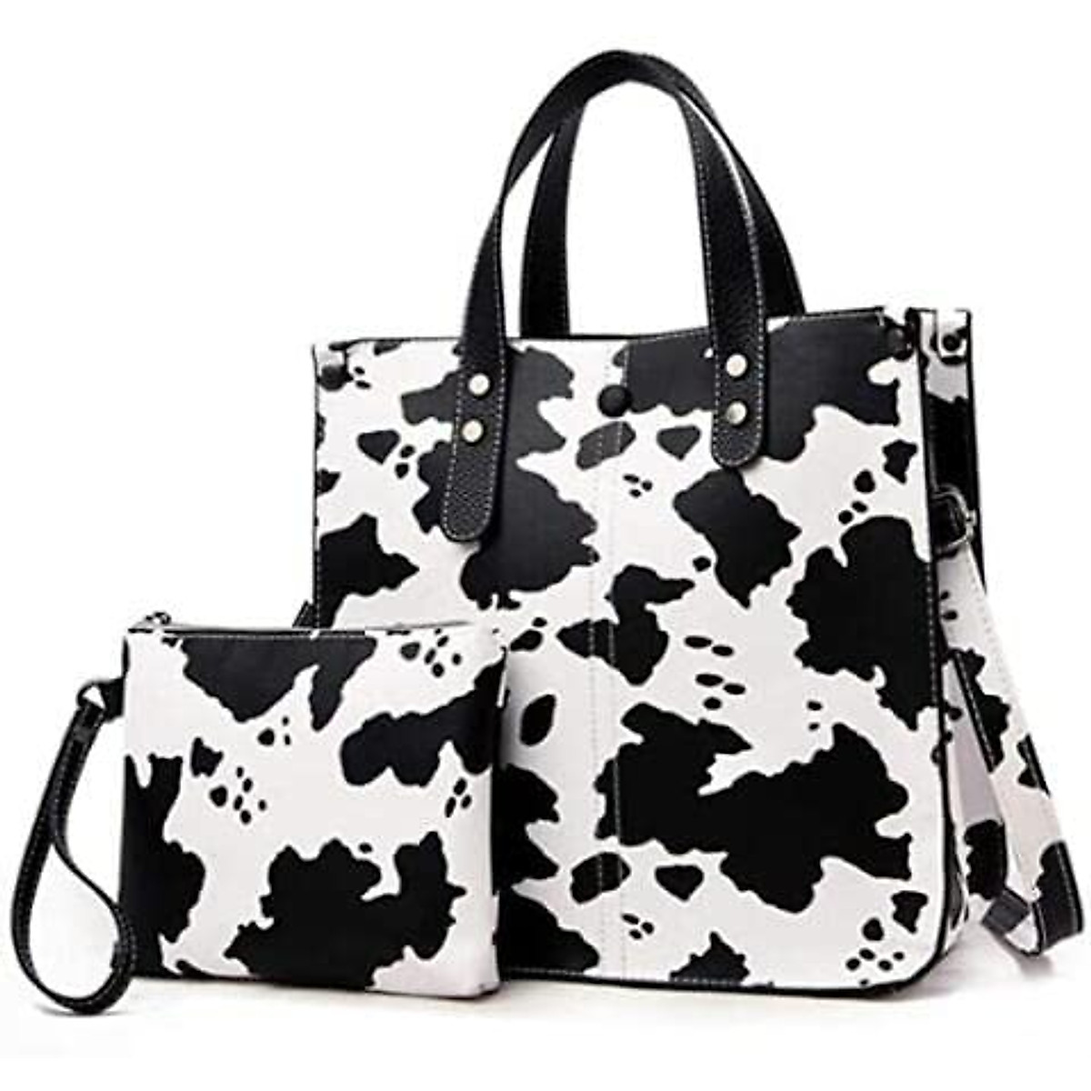 KOON Tote Bag for Women Zebra Print Cows Deer Pattern PU Shoulder Bag Purse Large Satchel Handbag for Work Travel Shopping (cows)
