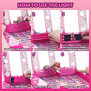 Barbie Beauty Vanity Set with Light-Up Mirror, Includes Lip Gloss, Eye Shadow, Brushes, Nail Polish, Accessories, and More! Ages 3+ Perfect for Parties, Sleepovers, and Makeovers, by Townley Girl
