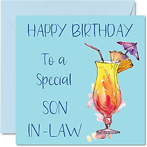 Stuff4 - Happy Birthday Son-In-Law Letter Print Card, 145mm x 145mm, Blank Inside, Forest Stewardship Council Certified, Made in UK