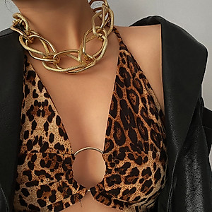 BUAJIUBUA Chunky Choker Necklaces for Women Men Collar(GOLD)