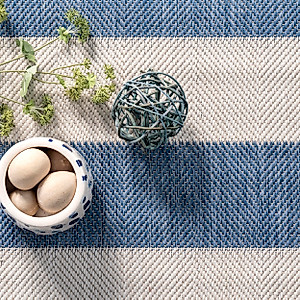 nuLOOM Alexis Striped Indoor/Outdoor Runner Rug, 2' x 8', Blue