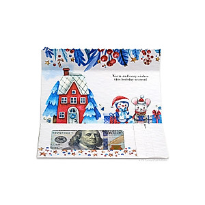 ZipGifts Holiday Card | Zip-Open Money Holder w/Clear Plastic Window for Cash, Check, & Gift Card (Warm & Cozy | 5-Pack)