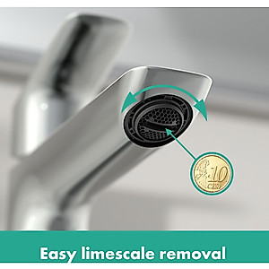 hansgrohe Logis Fine Modern 1-Handle 2-Hole 4-inch Tall Wall Mounted Bathroom Faucet in Chrome, 71256001