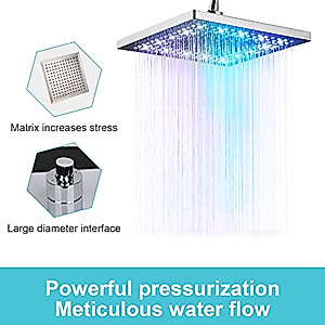 Shower Head, Contemporary LED Color Changing Overhead Rainfall Shower Head Chrome Finish Eco-Friendly Stainless Steel Body