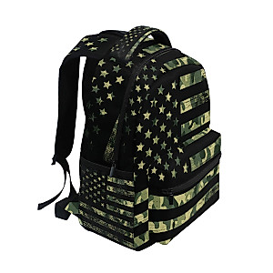 American Flag Camouflage Grunge Backpacks Travel Laptop Daypack School Bags for Teens Men Women
