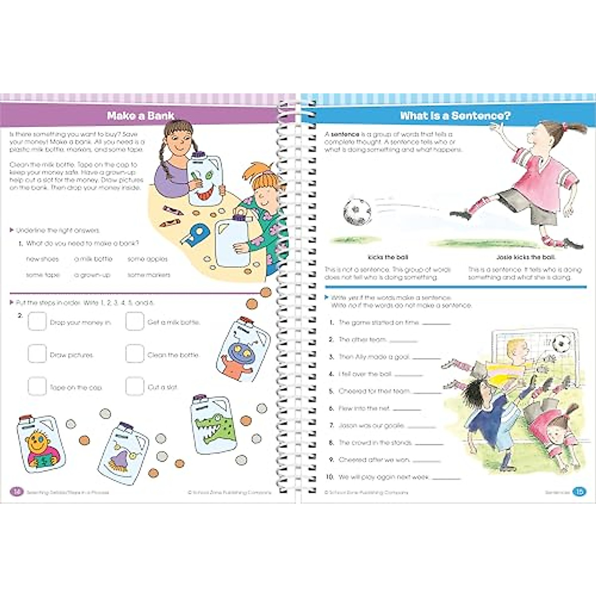 School Zone - Big Third Grade Workbook - 320 Spiral Pages, Ages 8 to 9, 3rd Grade, Reading, Writing, Math, Science, History, Social Science, and More (Big Spiral Bound Workbooks)