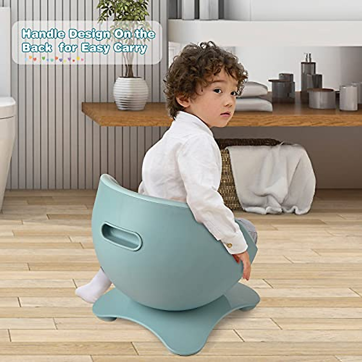 Costzon 2 in 1 Potty Training Seat, Potty Training Toilet w/Removable Potty Pot & Splash Guard, Real Toddler Potty w/High Backrest & Anti-Slip Pad, Egg-Shaped Toilet Trainer Seat for Girls Boys