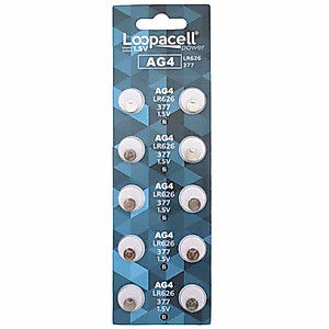 LOOPACELL AG4 LR626 377 SR66 1.5V Alkaline Button Cell Watch Batteries 10 Pack