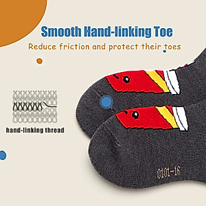 Mardonskey Toddler Boys Wool Socks Kids Winter Warm Socks Thicken Thermal Crew Socks for Boys 6 Pairs, 3-5T