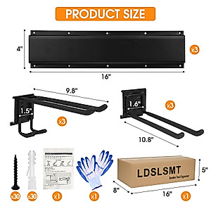 Garage Organization,Garage Tool Organizer with 6 Removable Hooks and 3Rails,Yard Tool Organizer For Garage 48 Inch,Tool Storage Organizer for Ski Gears, Chair, Broom, Mop, Rake Shovel Yard Tools