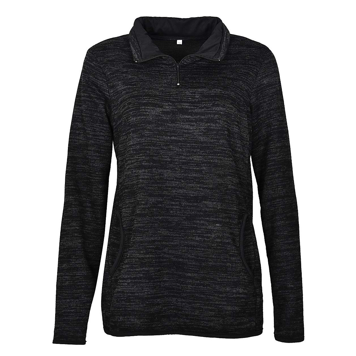 Artfish Women's Women Quarter Zip Casual Pullovers Lightweight Fleece Sweatshirts with Pockets (S,Black)