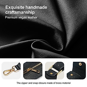 Replacement Vegetarian Leather Crossbody Strap-Adjustable Black Purse Strap,Clip & Go Shoulder Bag Strap for Handbags,Durable Thick Replacement Straps