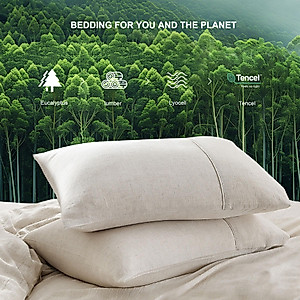 Grassix Linen Duvet Cover King Size - Soft Duvet Cover Set, Breathable Linen Comforter Cover, Luxury Bedding Set for Housewarmings Gift Natural Linen 104"x90"