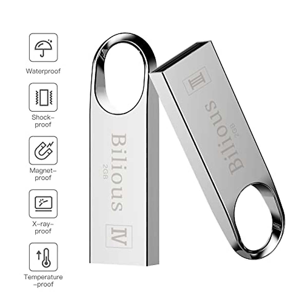 USB Flash Drive, Bilious Portable Keychain Design Thumb Drives, Metal Style Memory Stick U Disk, Waterproof Jump Pen Drive for Storage and Backup (64GB, 5 Pack)