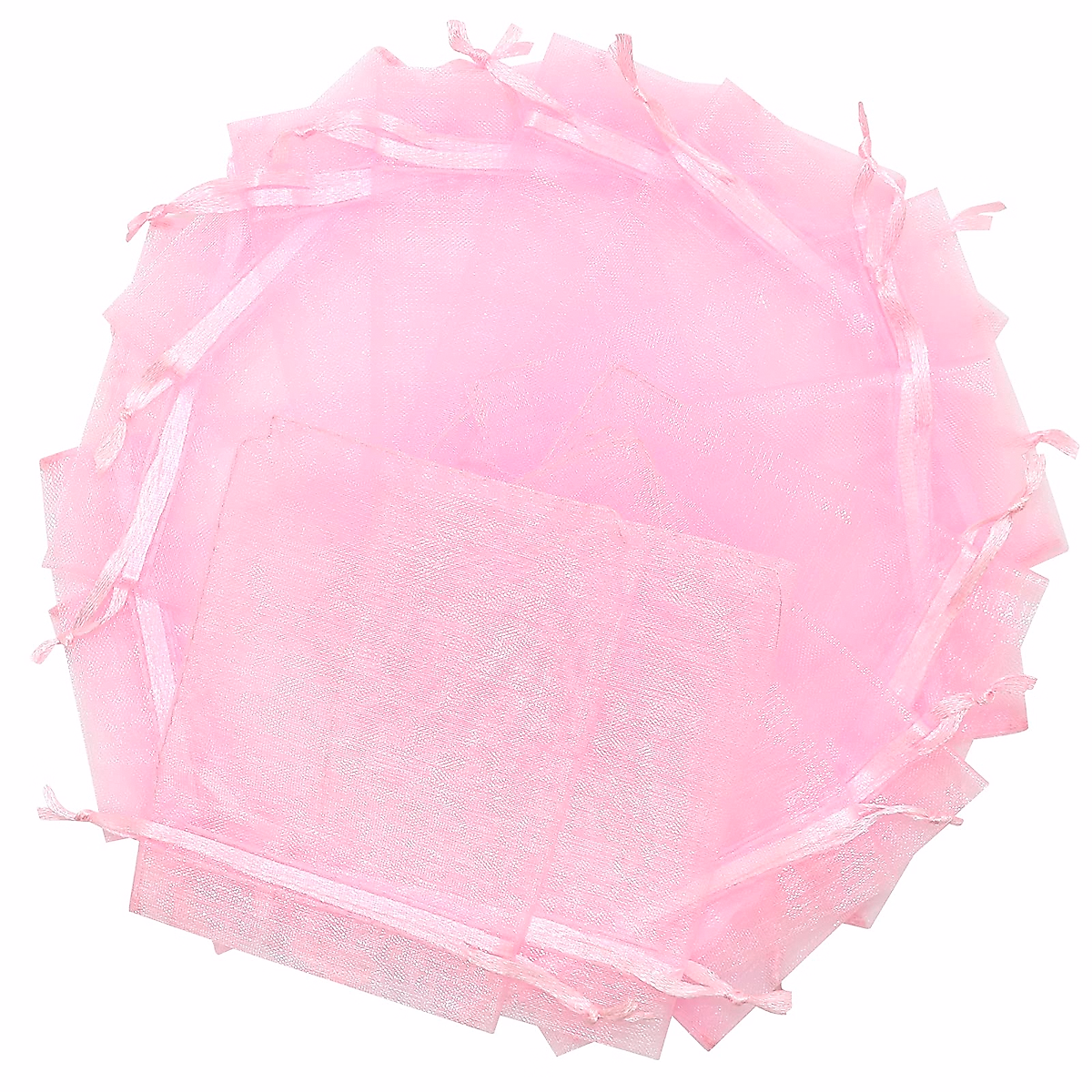 100Pcs Sheer Organza Bags 3x4 Inches Drawstring Jewelry Mesh Pouches Gift Bags for Wedding Party Christmas Gifts Festival Gift Candy Bags, Pink