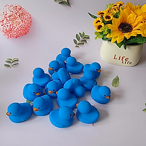 Bath Duck Toys 16 PCS Blue Mini Rubber Ducks Squeak and Float Duckies Baby Shower Toy Party Decoration for Toddlers Boys Girls
