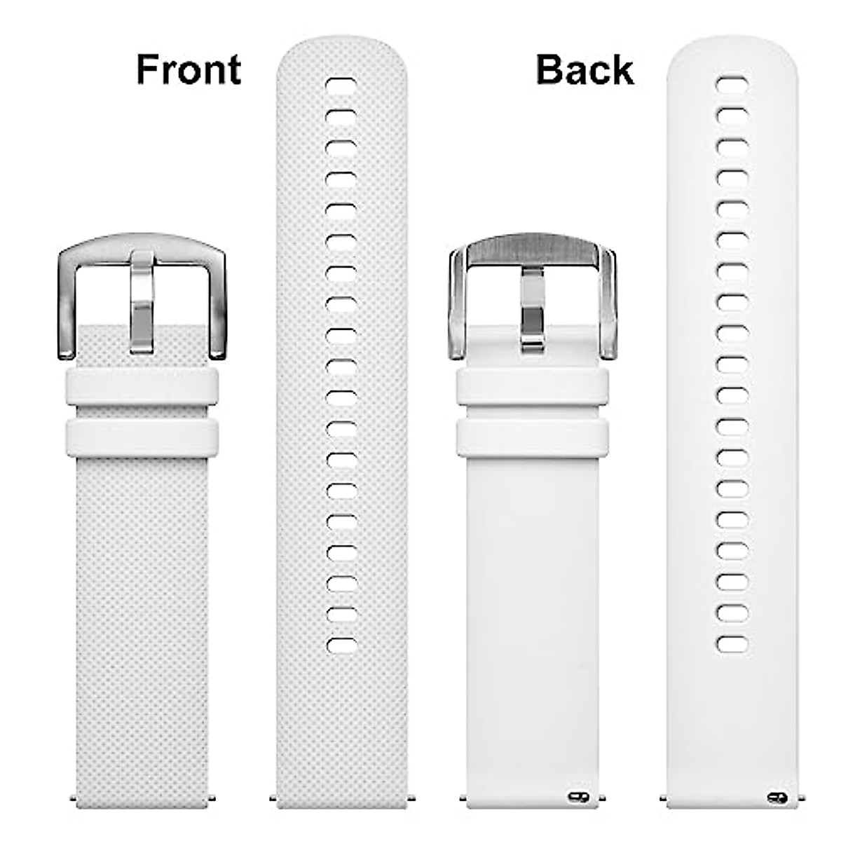 Anbeer Silicone Watch Band 20mm Quick Release Rubber Watch Straps for Men Women,White with Silver Stainless Steel Buckle