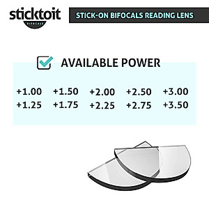 Phillips Safety Products, Inc. StickToIt Stick On Bifocal Lenses, Converts Any Sunglasses or Glasses into Bifocals, Reusable, Adhesive, 2.50 Diopter
