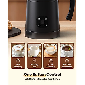Electric Milk Frother, Latumab 4 in 1 Milk Steamer, 11.8oz/350ml Automatic Warm and Cold Foam Maker for Coffee, Latte, Cappuccino, Macchiato, Hot Chocolate, Ideal Gifts for Women, Girls