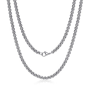 Estendly 2mm 16 To 38In Stainless Steel Rolo Chain Necklace Crude Round Square Box Cable Wheat Necklace for Men Women Jewelry