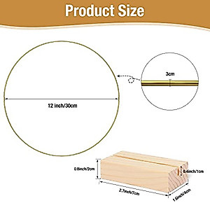 12Pcs 12 Inch Metal Floral Hoop Centerpiece with Stand for Table,Metal Macrame Gold Wreath Ring with 12Pcs Holders Stands,Centerpiece Table Decorations for DIY Wedding Decor and Wall Hanging Crafts