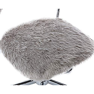 Kmax Fuzzy Office Desk Chair Faux Fur Kids Armless Rolling Task Chair Comfy Vanity Chair for Bedroom, Grey