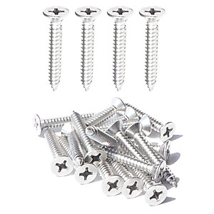 Stainless Steel Wood Screws #14 x 1 Inch Self Tapping Screws 50pcs, Flat Head Phillips 18/8 Stainless Steel Sheet Metal Screws for Cabinet, Wooden, Indoor and Outdoor Use by IMSCREWS