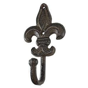 Rustic Iron Fleur De Lis Decorative Wall Hooks (Sold in Sets of 3 sm)