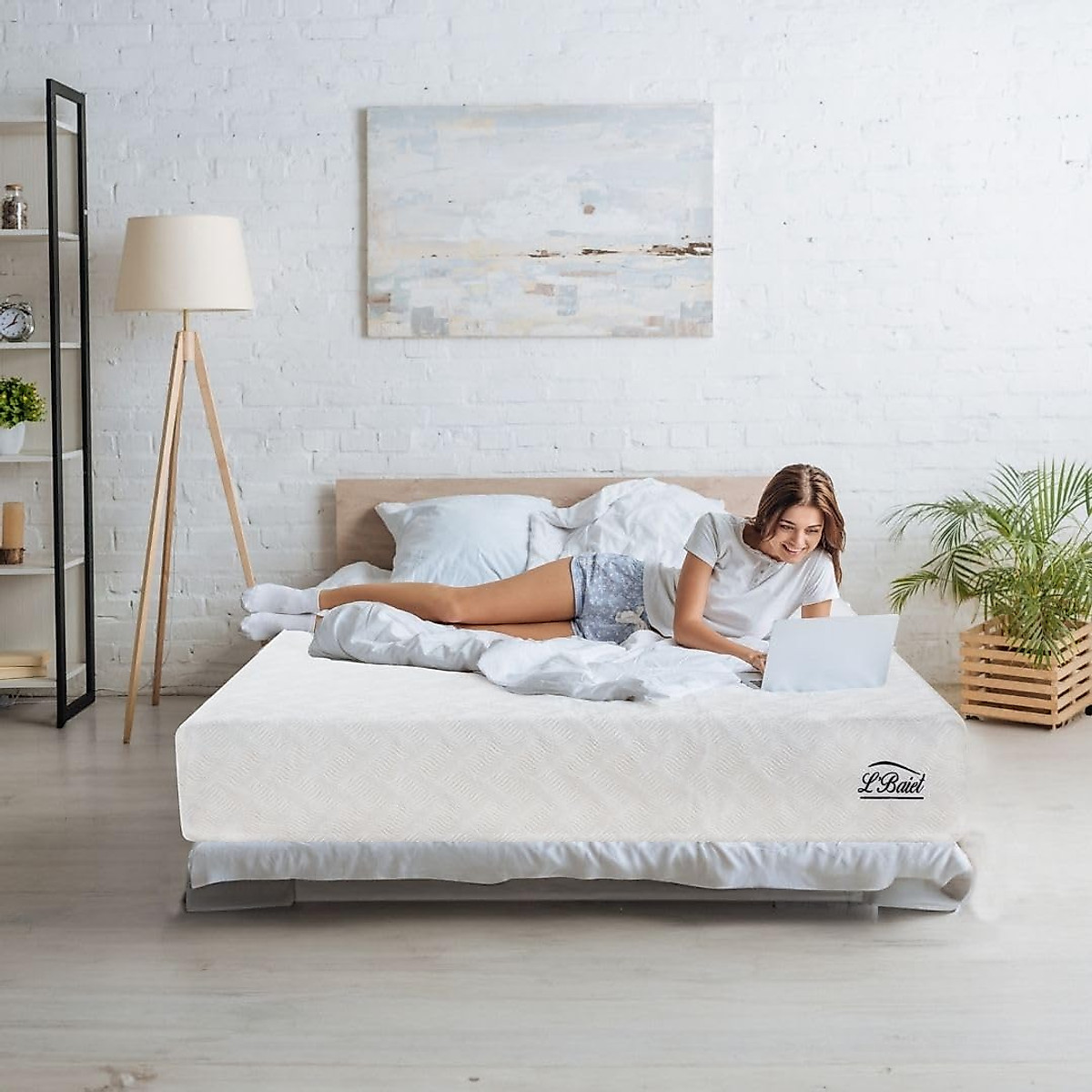 L’Baiet 8” Gel Memory Foam Mattress, Twin Size/Bed in a Box/Medium Firm/Breathable Cooling-Gel Comfort Technology/Pressure Relief/Comfy Support/Soft Fabric Cover/CertiPUR-US Certified