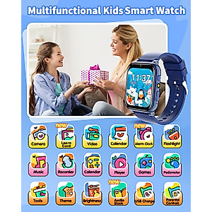 Kids Game Smart Watch Gift for Boys Age 6-12 with 26 Games Audio Stories Video Camera Music Player Pedometer Learning Card Flashlight 12/24hr, Kids Smart Watch Boys Toys for 7 8 9 10 Year Old Boys