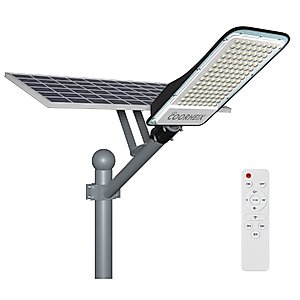COORHEIX Solar Street Light,Solar Lamp Outdoor Security Led Flood Lights Pole Light Dusk to Dawn Remote Control with Motion Sensor 43000 Lumens for Parking Lot,Stadium,Pathway,Yard,Roadway