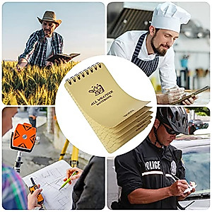 Waterproof Notebook, Spiral Notebook with Thick Lined Paper, 5 Pack Top Bound Pocket Notebook, Durable Cover Notebooks for Work, Outdoor, Memo, Notes, Tactical Steno Pads, 3" x 5", Yellow