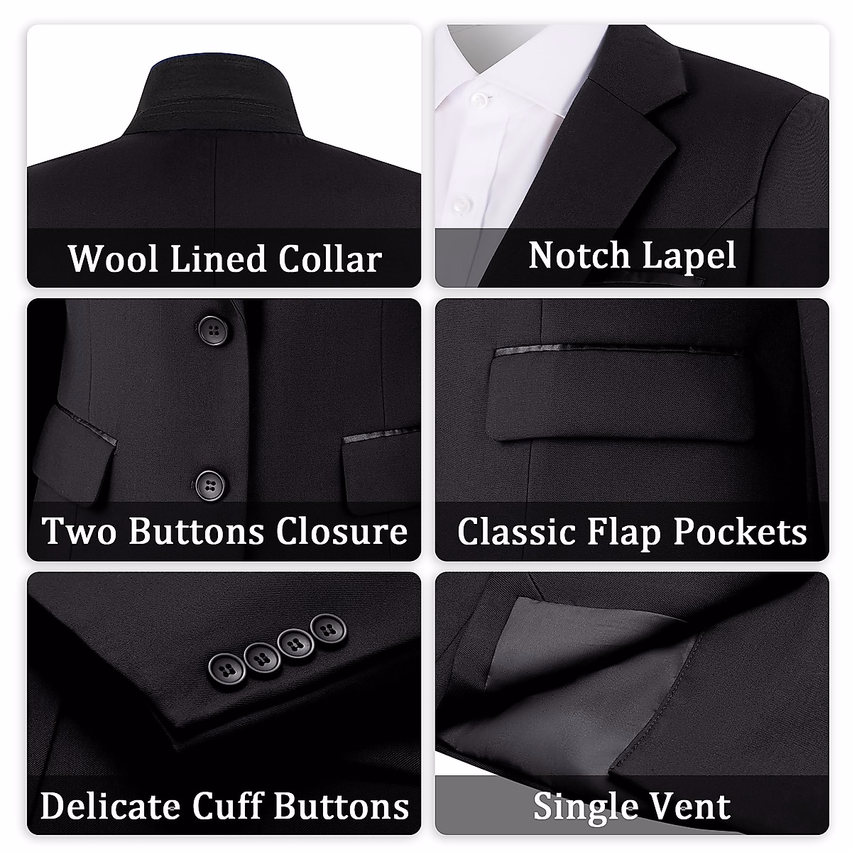 Kelyaa Women's 2 Piece Suit Lady 2 Button Notched Lapel Business Work Office Slim Fit Blazer Jacket Pants Set Black