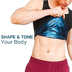 Cgtfy Gynecomastia Compress Tank Top For Men Slimming Body Shaper Vest Chest Abdomen Compression Tank Top (Blue,XXL/3XL)