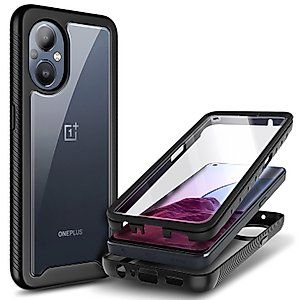 NZND Compatible with OnePlus Nord N20 5G Case with [Built-in Screen Protector], Full-Body Protective Shockproof Rugged Bumper Cover, Impact Resist Case (Black)