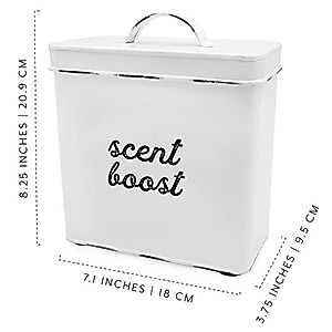 AuldHome Laundry Scent Booster Storage Container (White), Enamelware Canister Dispenser for Clothing Fragrance Beads