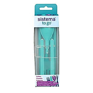 Sistema To Go Collection 4 Piece Cutlery Set, Assorted Colors