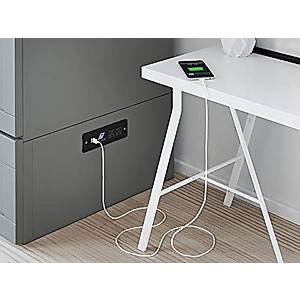 AFI Southampton Murphy Bed Chest with Charging Station, Twin XL, Grey