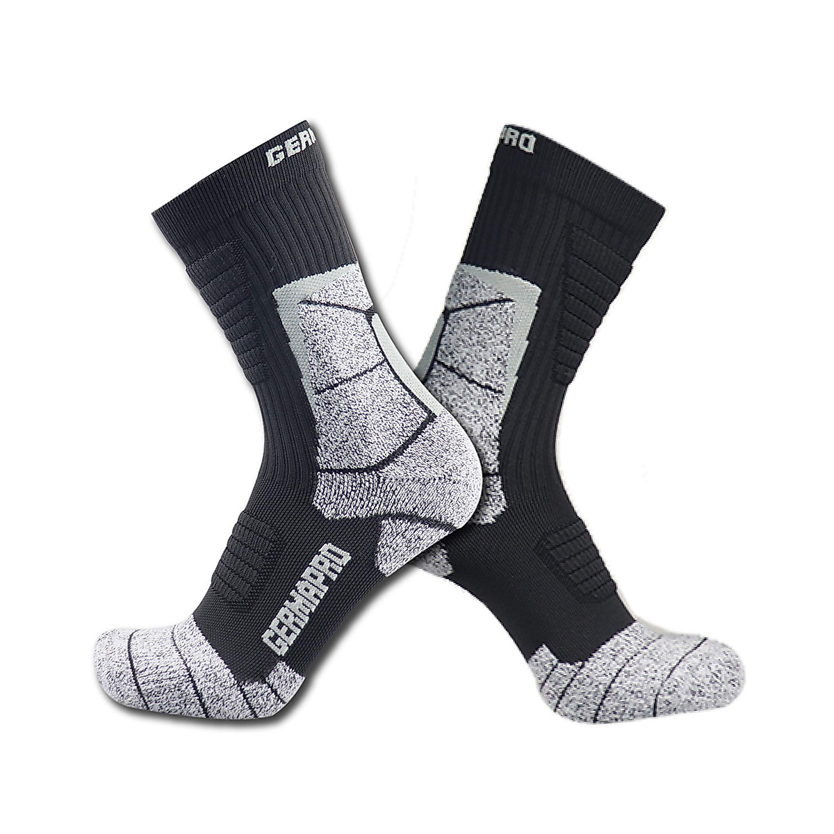 Men's Breathable Hiking Work Boot Socks w/Anti-Stress Moisture Wicking Germanium & Coolmax Fiber Lite-Compression 1/2 pr (X-Large, 2 Dark Grey Pack)