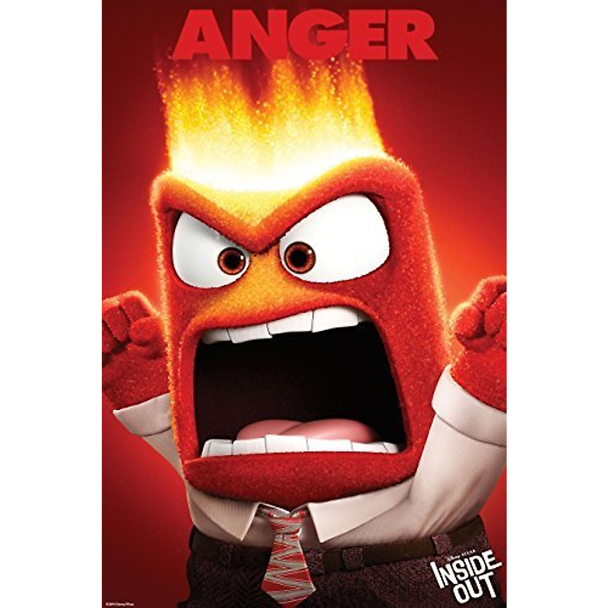 ANGER - Inside Out Movie Poster 24 x 36 , Glossy Finish (Thick): Joy, Fear, Anger, Disgust, Sadness by WMG