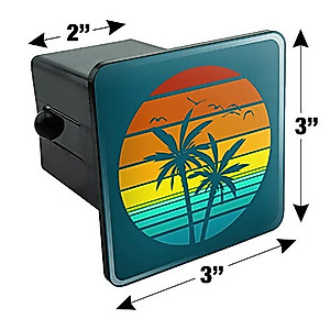 Sunset with Palm Trees Graphic Tow Trailer Hitch Cover Plug Insert
