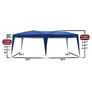 VINGLI 10x20 ft Pop Up Canopy Tent with 6 Sidewalls, Canopy 10x20 with Carry Bag, Outdoor Gazebo Canopy Tent Camping Tent, Patio Event Tent Outdoor Canopy Commercial Canopy (Blue)