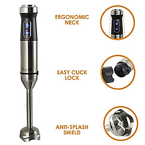 Megachef MC-158C 4 in 1 Multipurpose Immersion Hand Blender with Speed Control and Accessories, 4in1, Silver