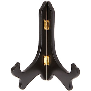 Bard's Hinged Black MDF Wood Plate Stand, 7" H x 6" W x 4.25" D (For 7" - 8.5" Plates), Pack of 2