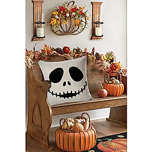 LYNZYM Cotton Linen Square Throw Pillow Case Decorative Cushion Cover Pillowcover for Sofa 18"X 18" Halloween Throw Pillow Covers (1)